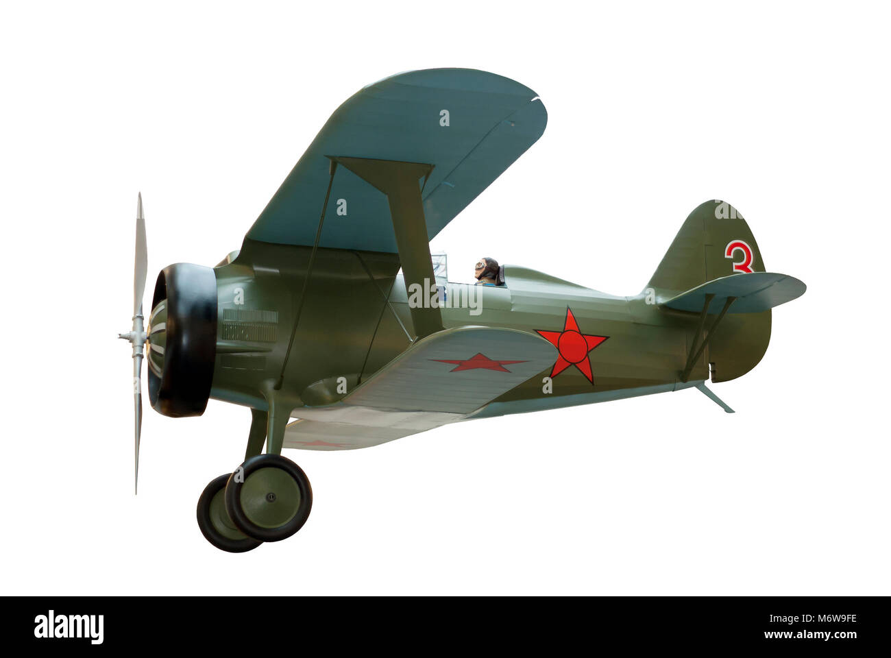model of piston biplane fighter aircraft of the 30s isolated Stock ...