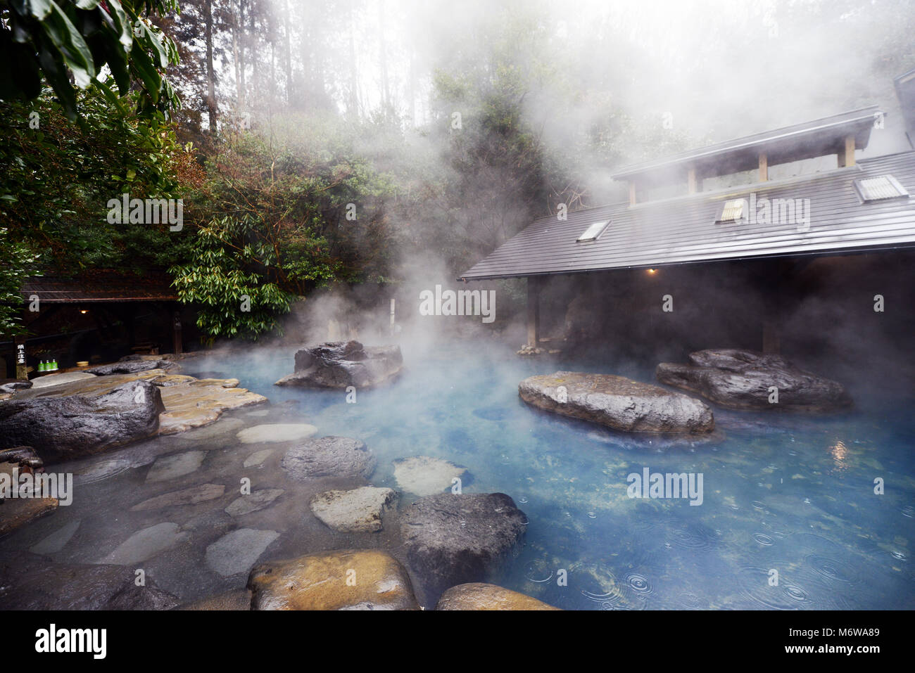 The beautiful yamabiko rotenburo in Kurokawa onsen, Japan Stock Photo ...