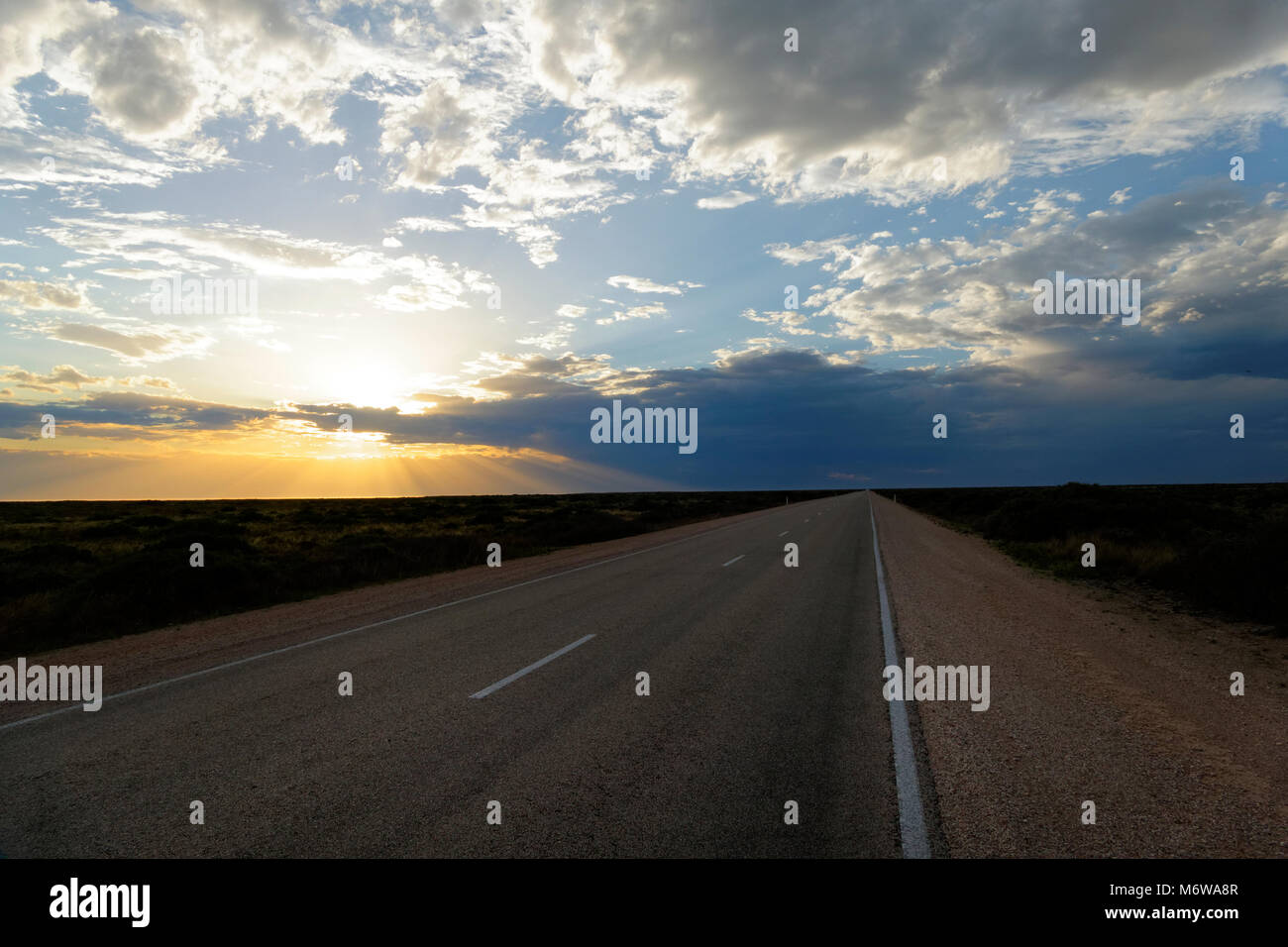 Eucla Highway crossing the Nullarbor Plain, Australia Stock Photo - Alamy