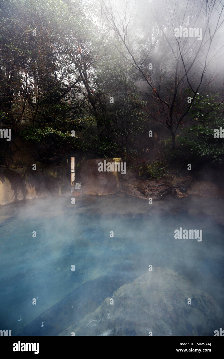 The beautiful yamabiko rotenburo in Kurokawa onsen, Japan Stock Photo ...