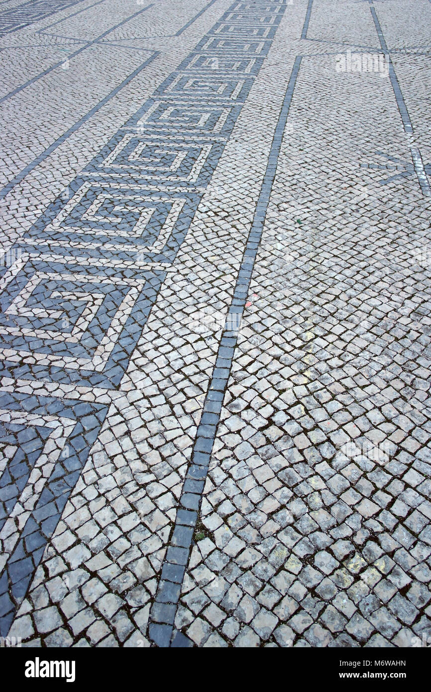 Detail of the typical portuguese pavement, the calçada portuguesa Stock ...