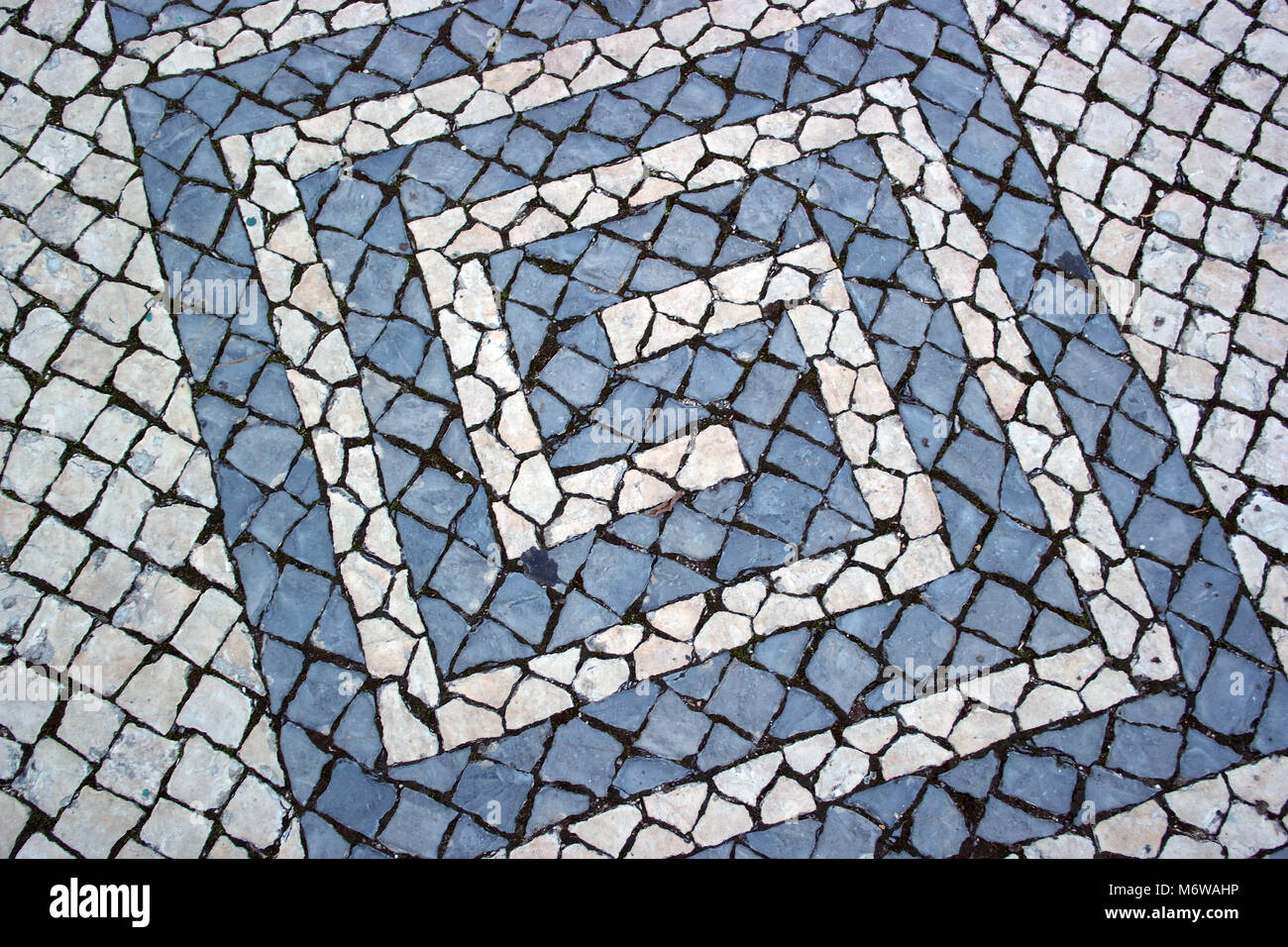 Detail of the typical portuguese pavement, the calçada portuguesa Stock ...