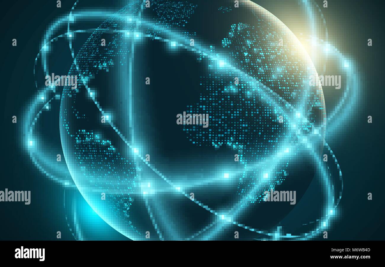 Futuristic planet earth. World map of dots. Abstract background. Space ...