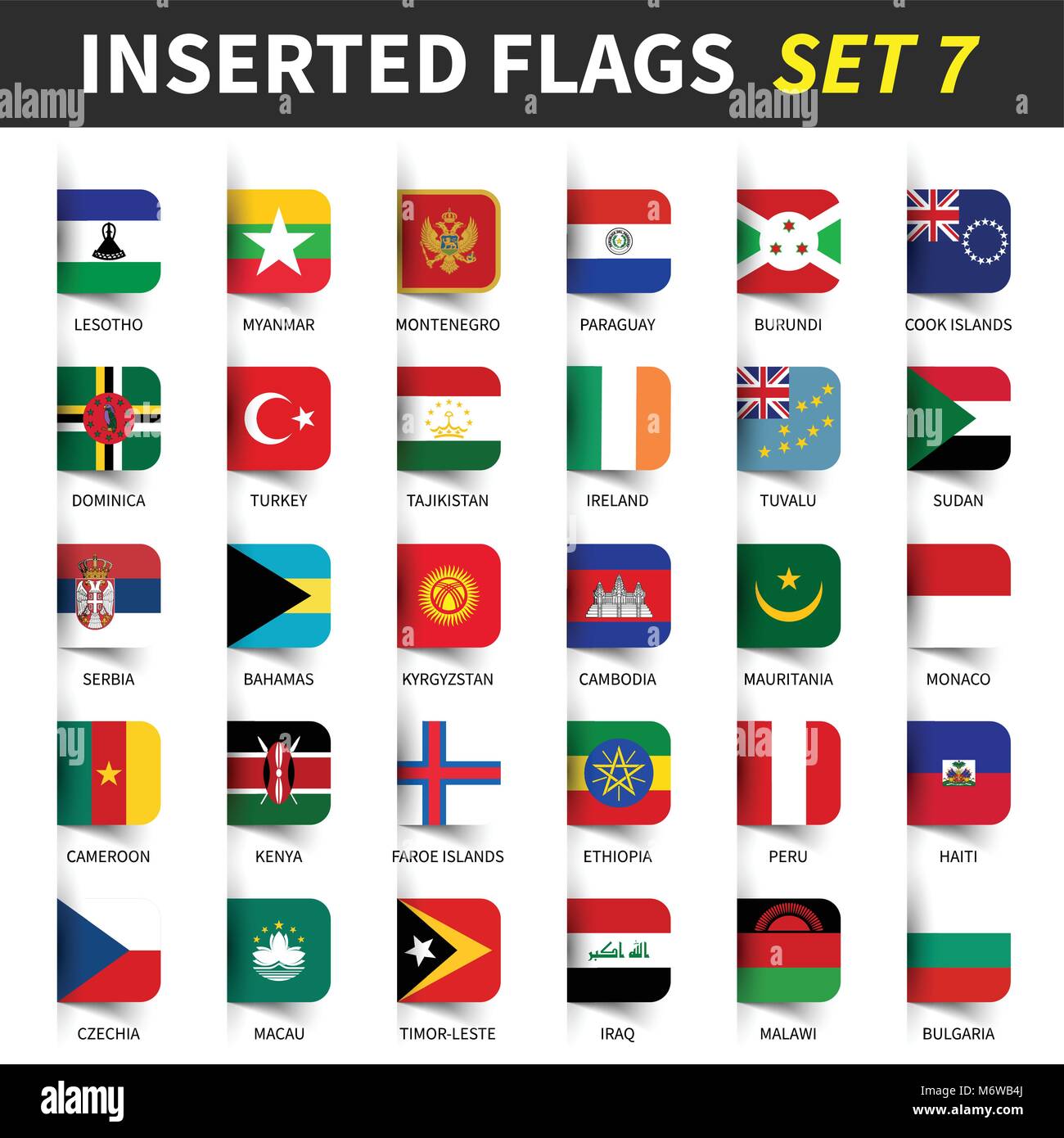 All flags of the world set 7 . Inserted and floating sticky note design ...