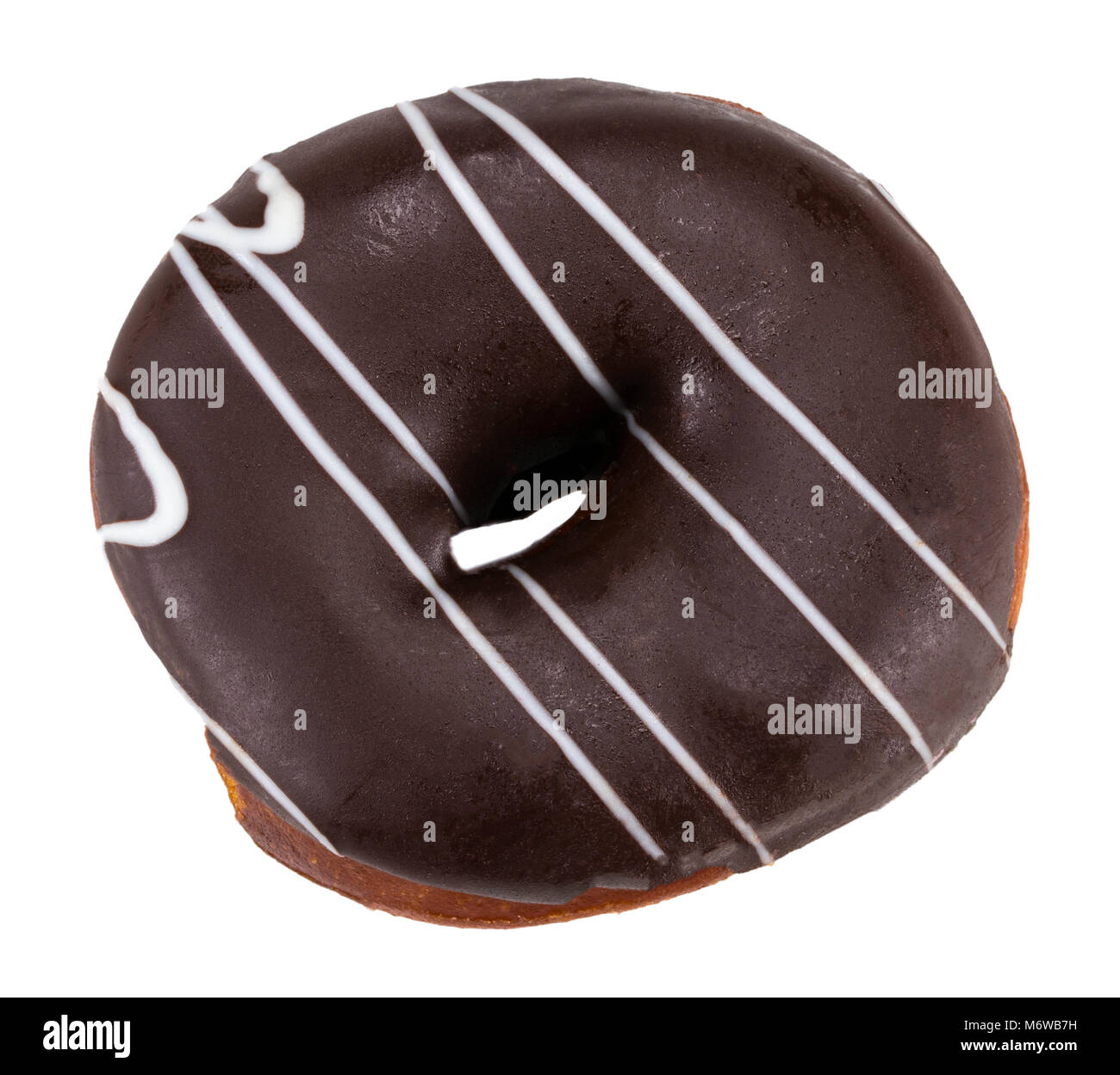 Chocolate donut with white stripes isolated on white background Stock ...