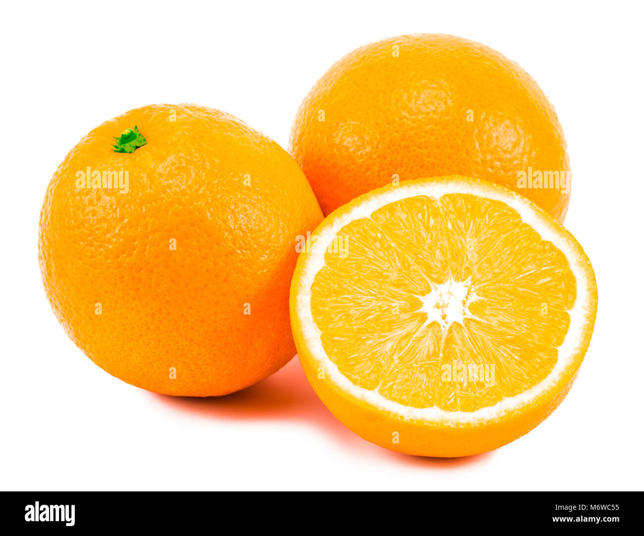 Fresh orange fruit with slice isolated on white Stock Photo - Alamy