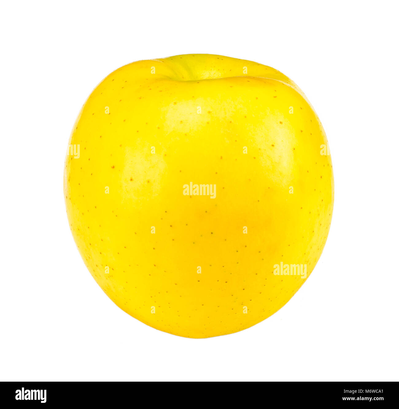 Ripe yellow apple isolated on white background. With clipping path ...