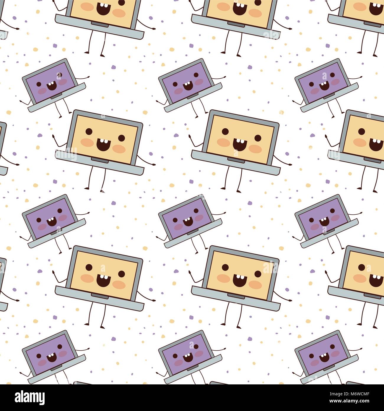 laptop computer kawaii pattern background Stock Vector Image & Art - Alamy