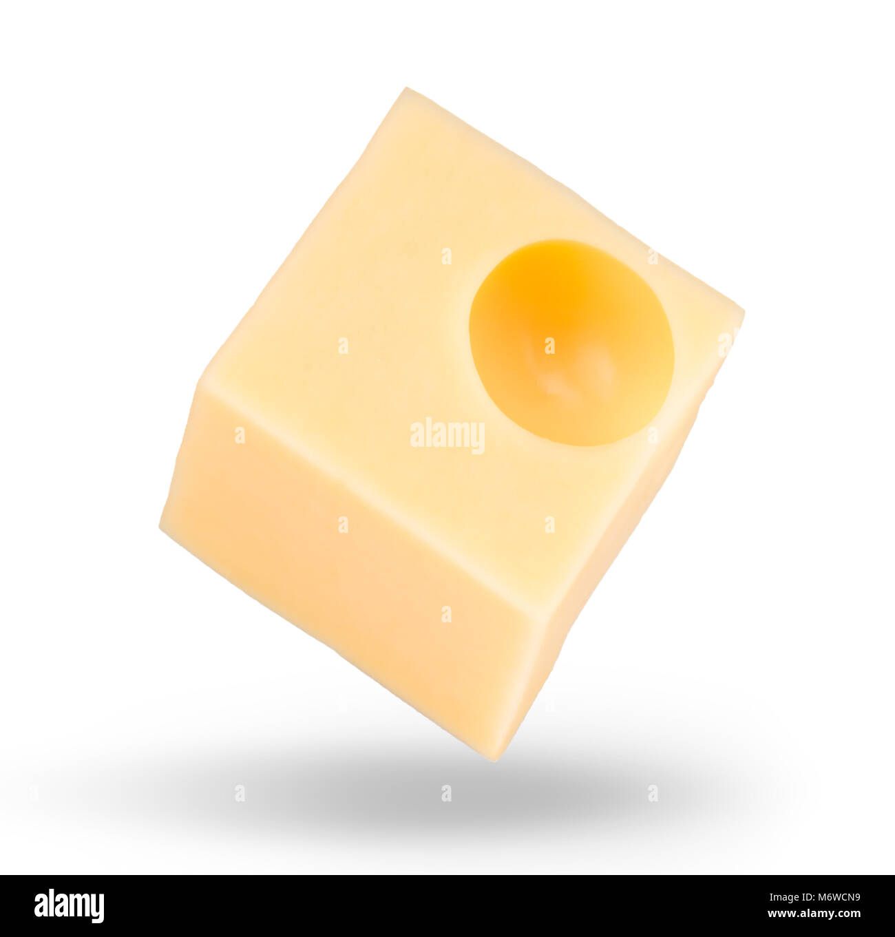 cheese cube slice isolated on a white background Stock Photo - Alamy