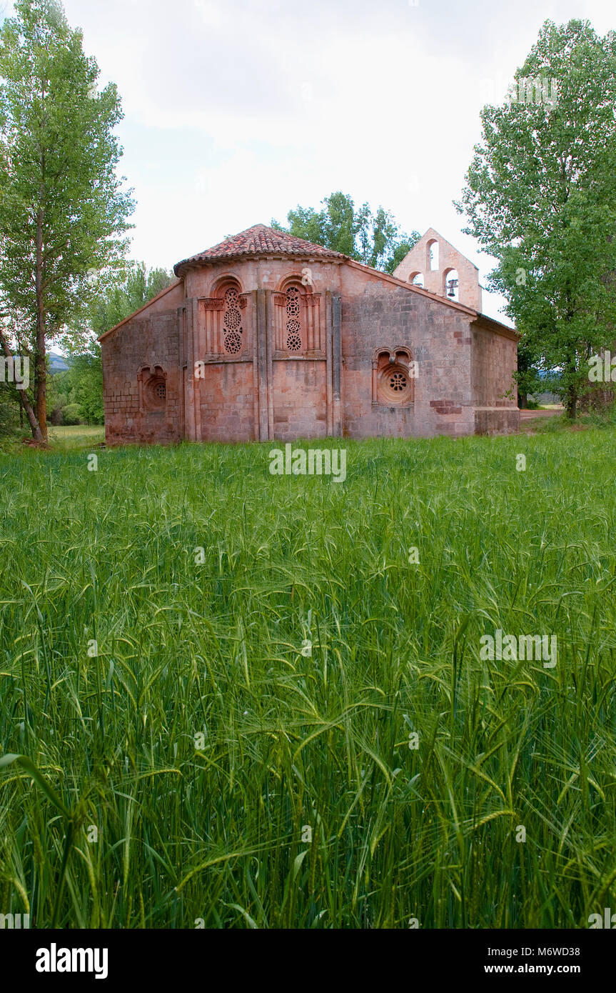 Santa Coloma church. Albendiego, Guadalajara province, Spain Stock ...