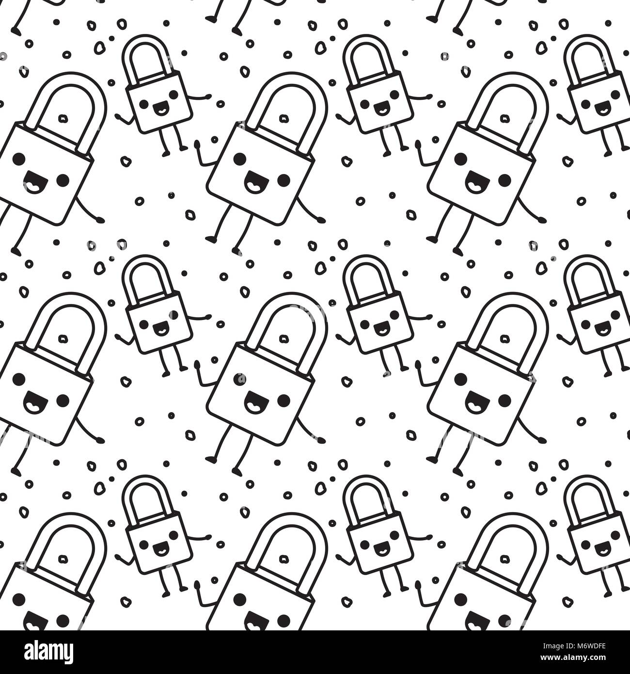 safe secure padlock kawaii pattern background Stock Vector Image & Art ...