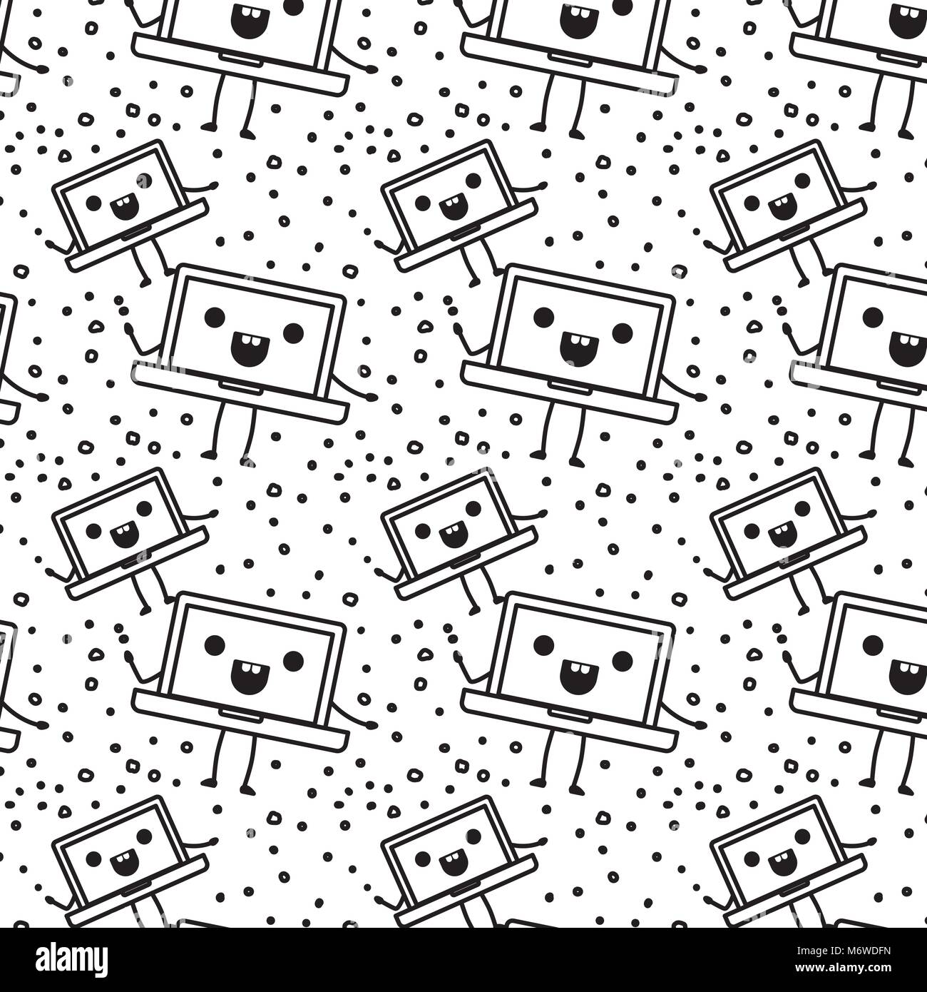 laptop computer kawaii pattern background Stock Vector Image & Art - Alamy