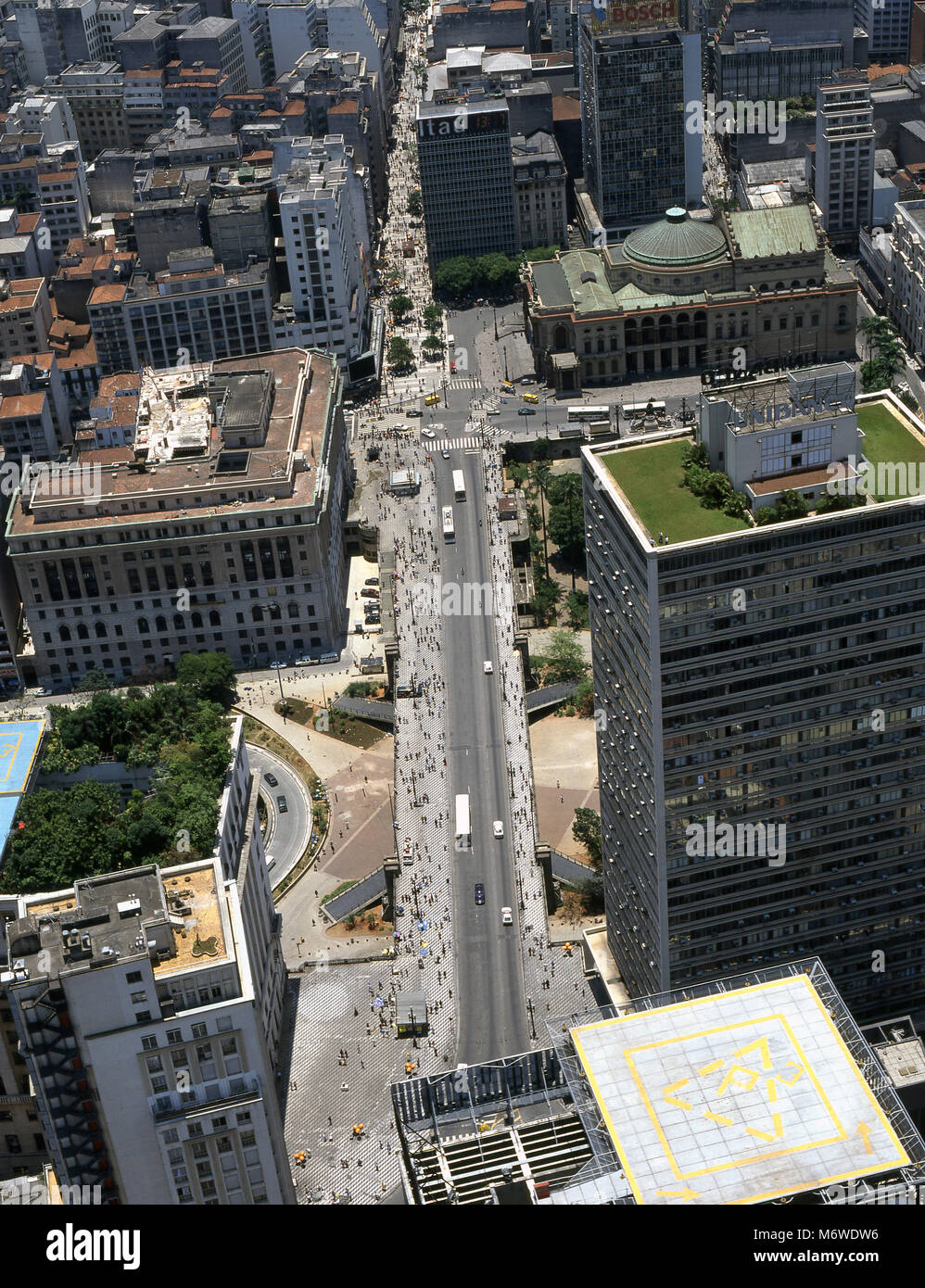 Aerial view, Viaduto do Cha, Vale do Anhangabau, Sao Paulo, Brazil ...