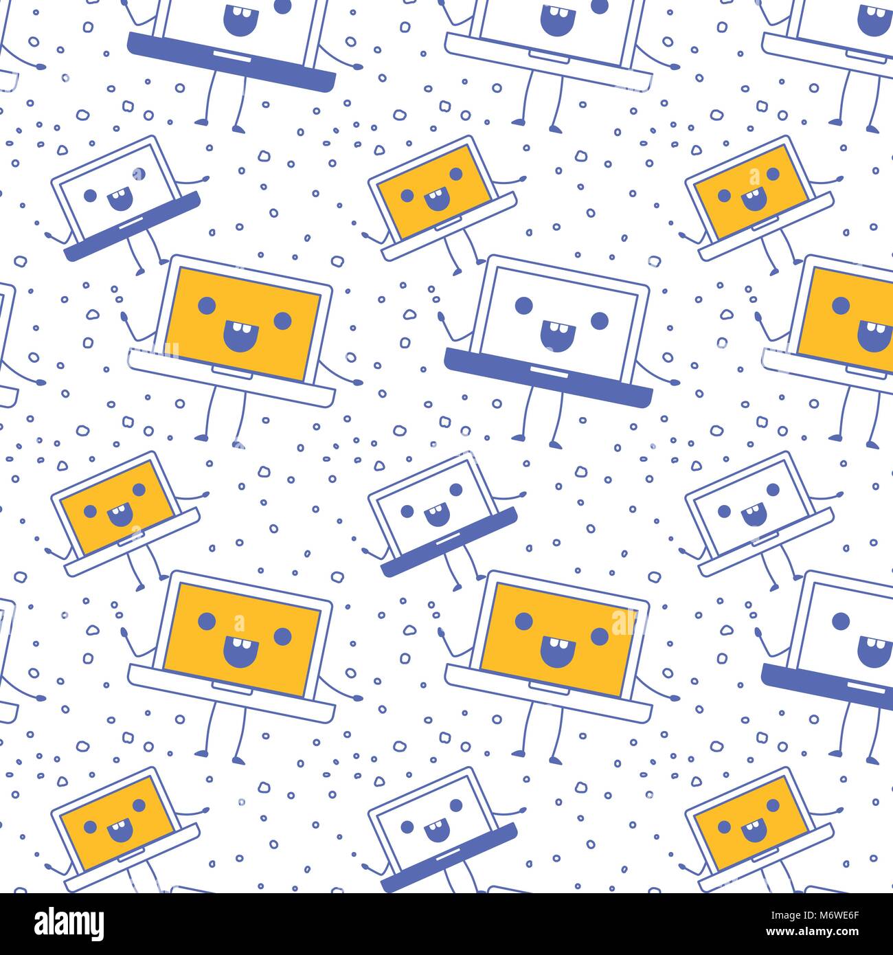 laptop computer kawaii pattern background Stock Vector Image & Art - Alamy
