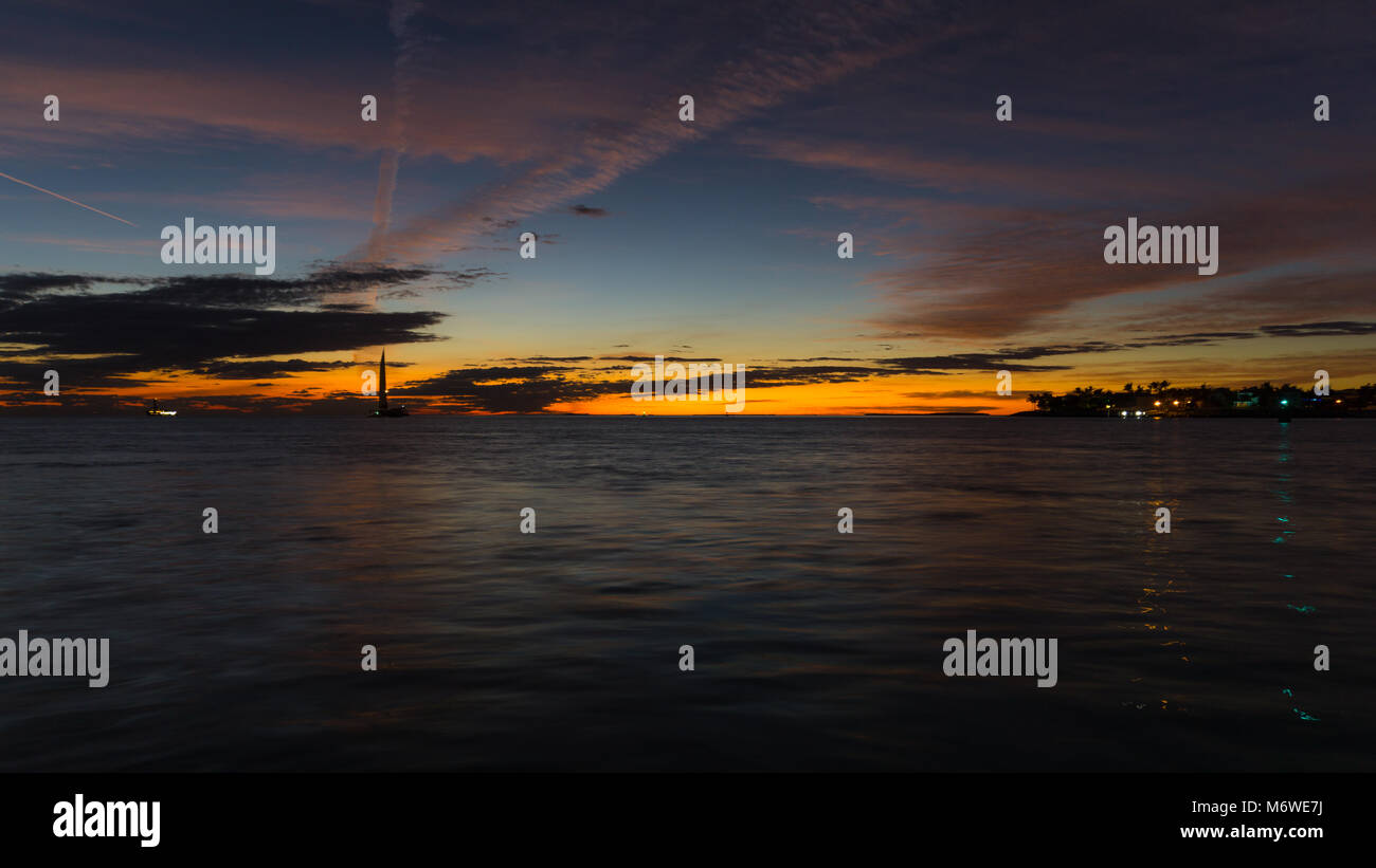 USA, Florida, Beautiful cloudscape on colorful sky after sunset with ...