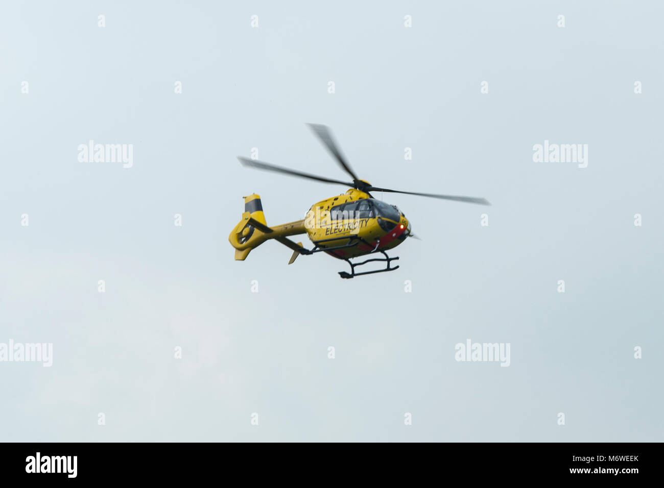 Yellow Airbus H145 Helicopter Electricity board Stock Photo - Alamy