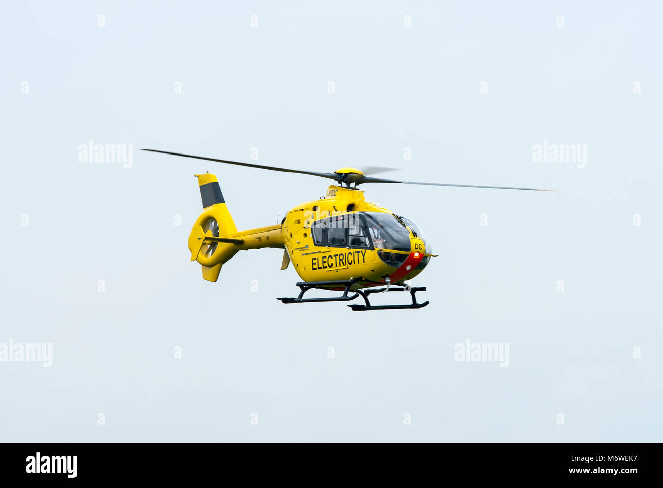 Yellow Airbus H145 Helicopter Electricity board Stock Photo - Alamy