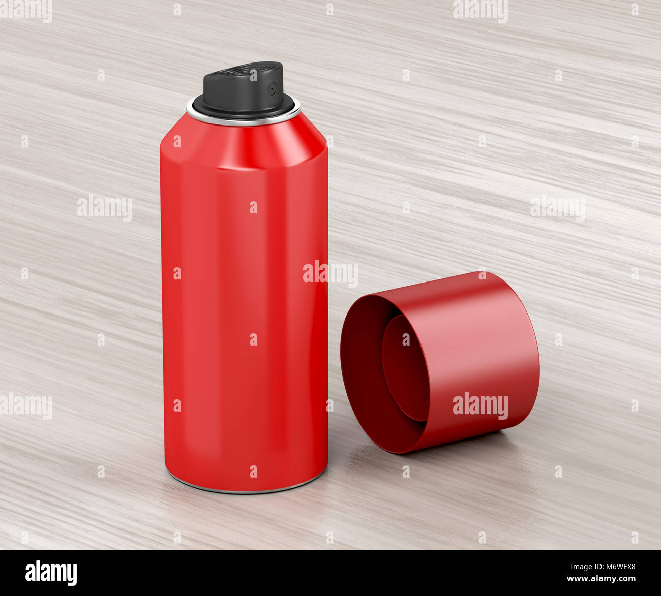 Body spray can on wood table Stock Photo - Alamy