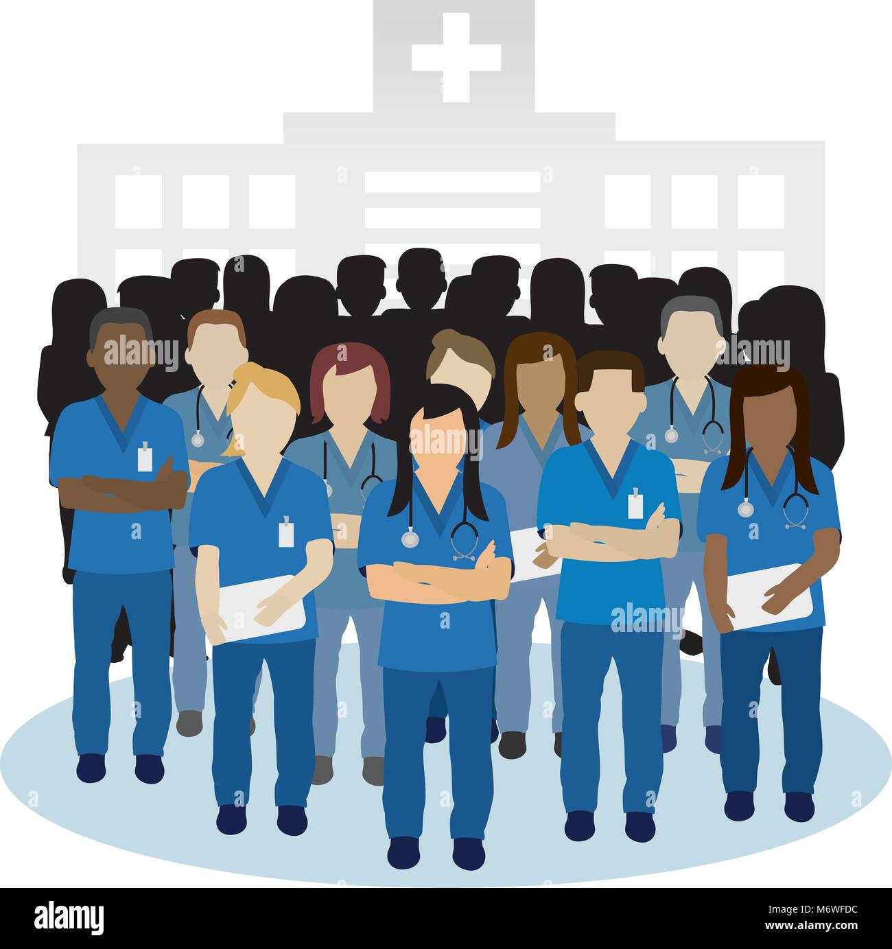 Cartoon Nurse Team Building
