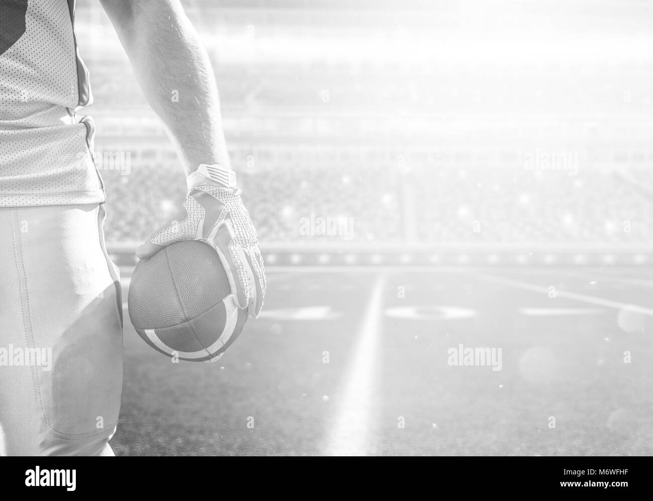 Closeup Portrait of a strong muscular American Football Player on big ...