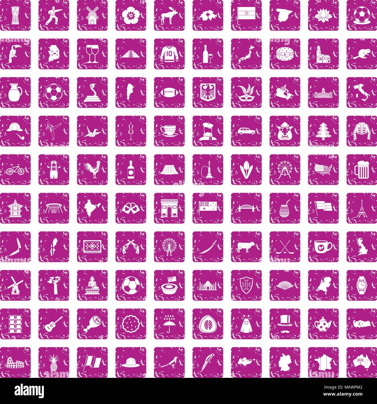 100 map icons set grunge pink Stock Vector Image & Art - Alamy