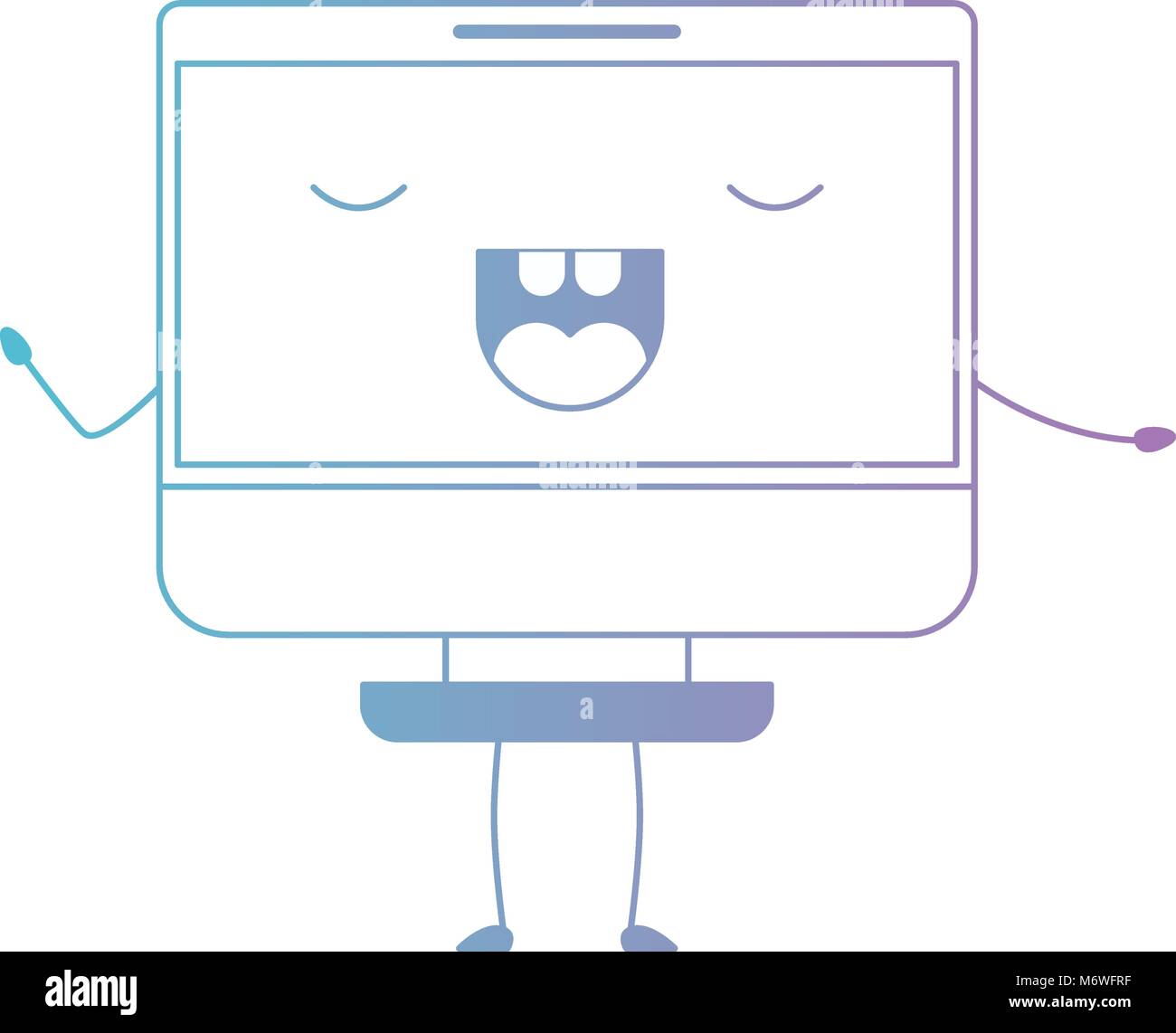 Monitor computer kawaii character vector hi-res stock photography and ...