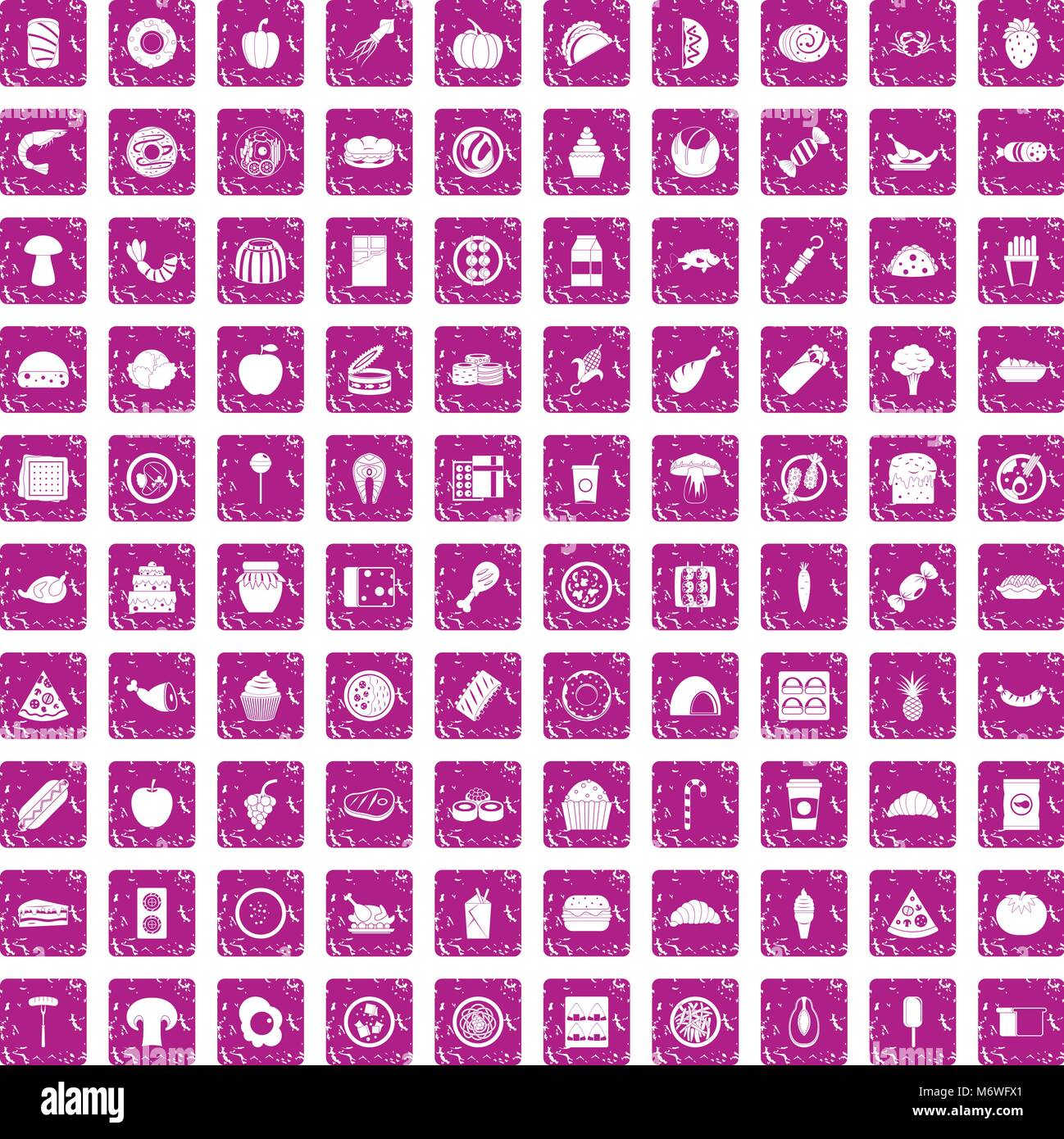 100 meal icons set grunge pink Stock Vector Image & Art - Alamy