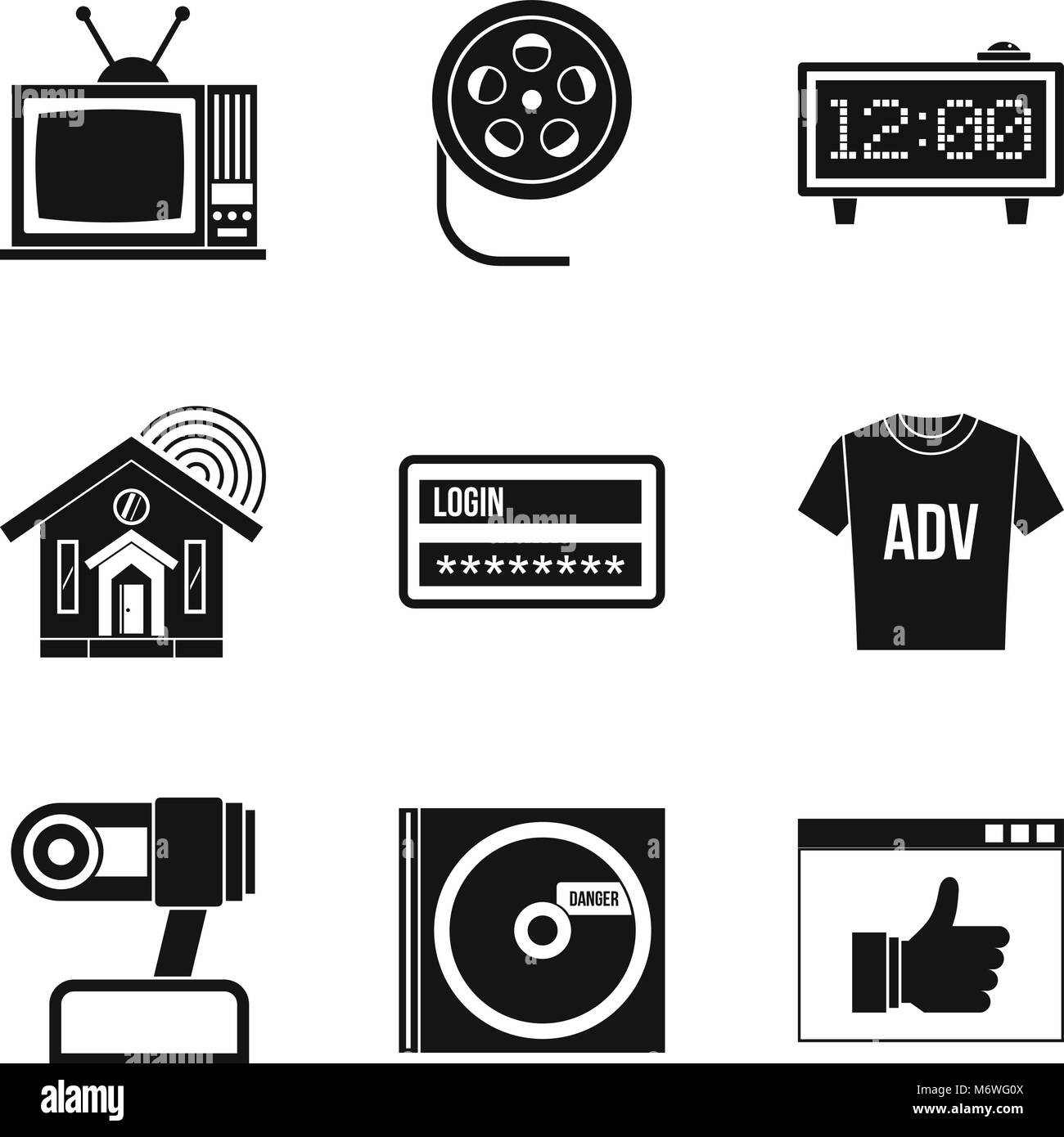 Watching TV icons set, simple style Stock Vector Image & Art - Alamy