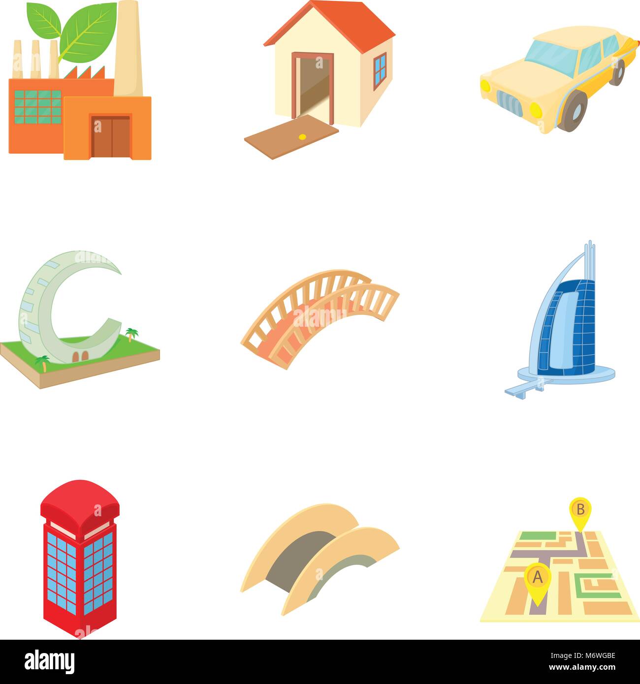 Urban zone icons set, cartoon style Stock Vector Image & Art - Alamy