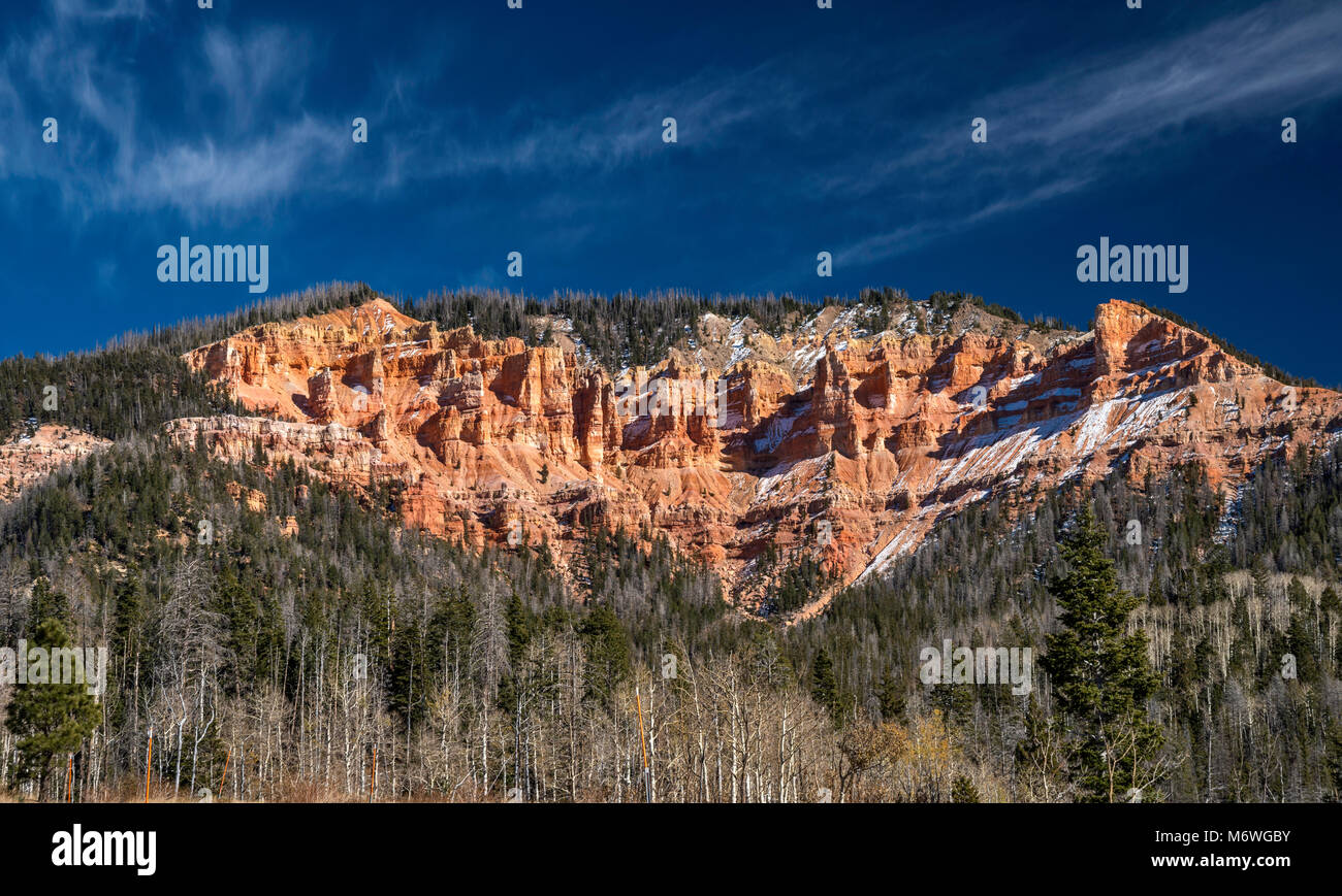 Rock formations at Markagunt Plateau, seen in late October from Highway ...