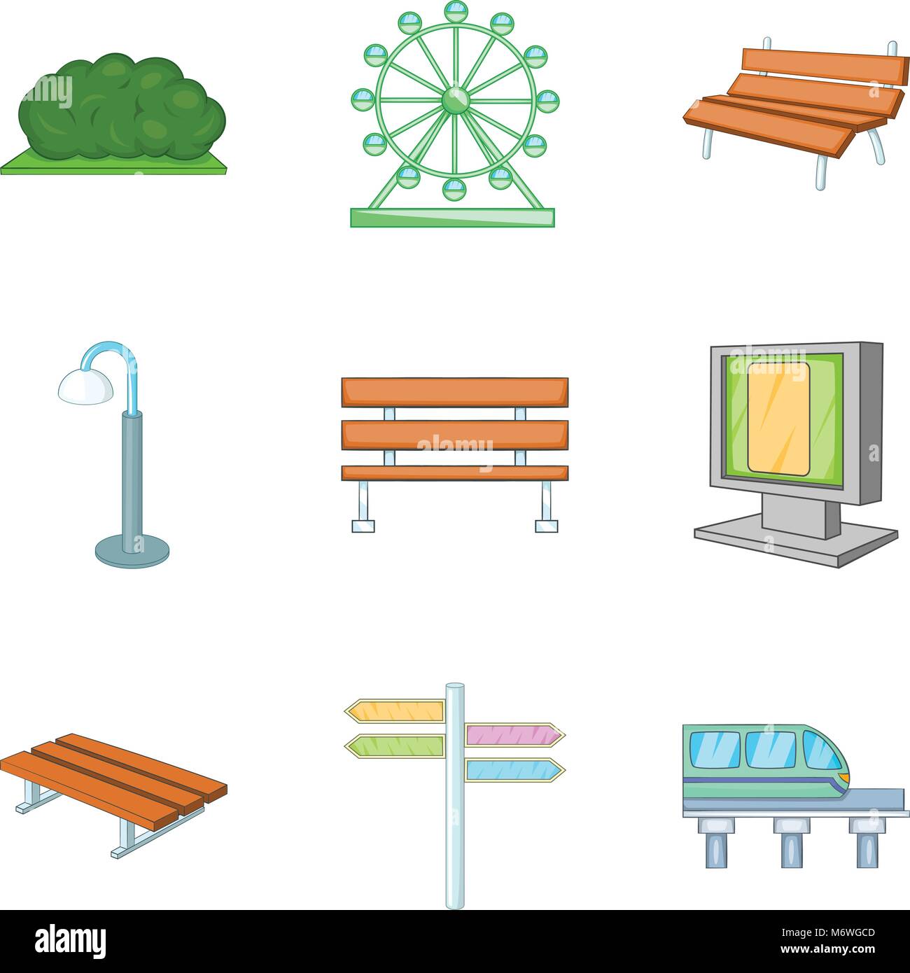 Urban park icons set, cartoon style Stock Vector Image & Art - Alamy