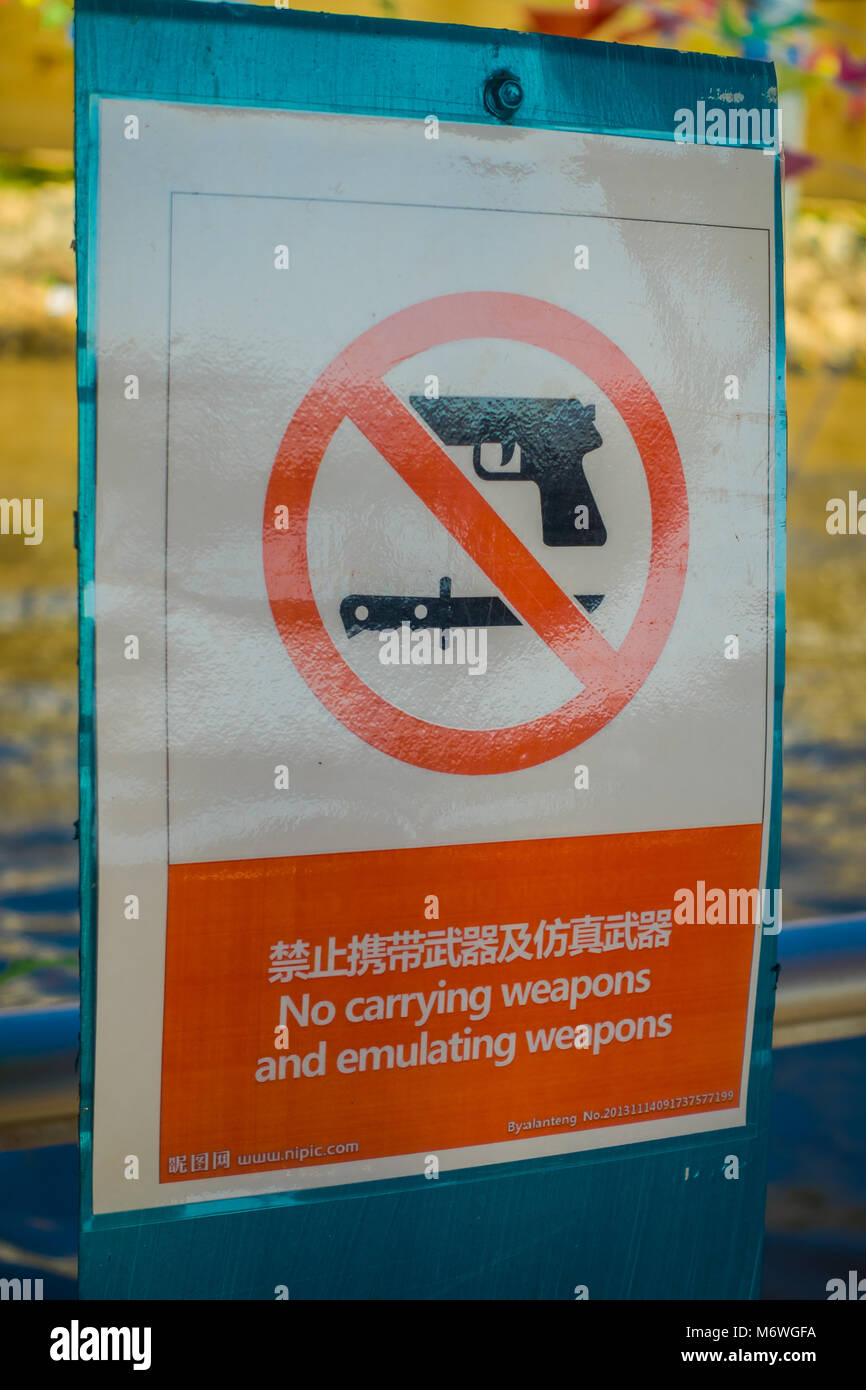 CHIANG RAI, THAILAND - FEBRUARY 01, 2018: Informative sign of do not ...