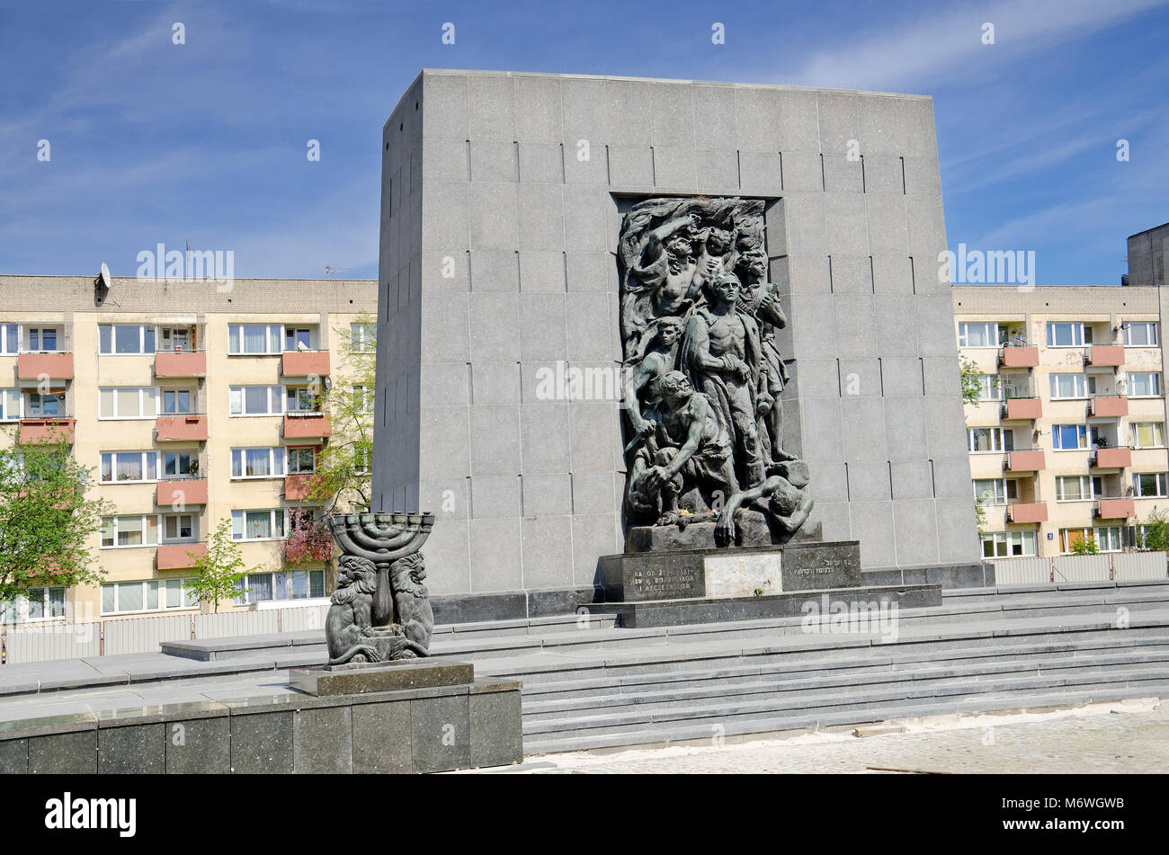 Ghetto Heroes Monument. Warsaw Ghetto Uprising memorial. Willy Brandt ...