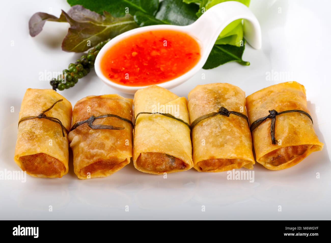 Traditional Asian spring roll with shrimps and vegetables Stock Photo ...