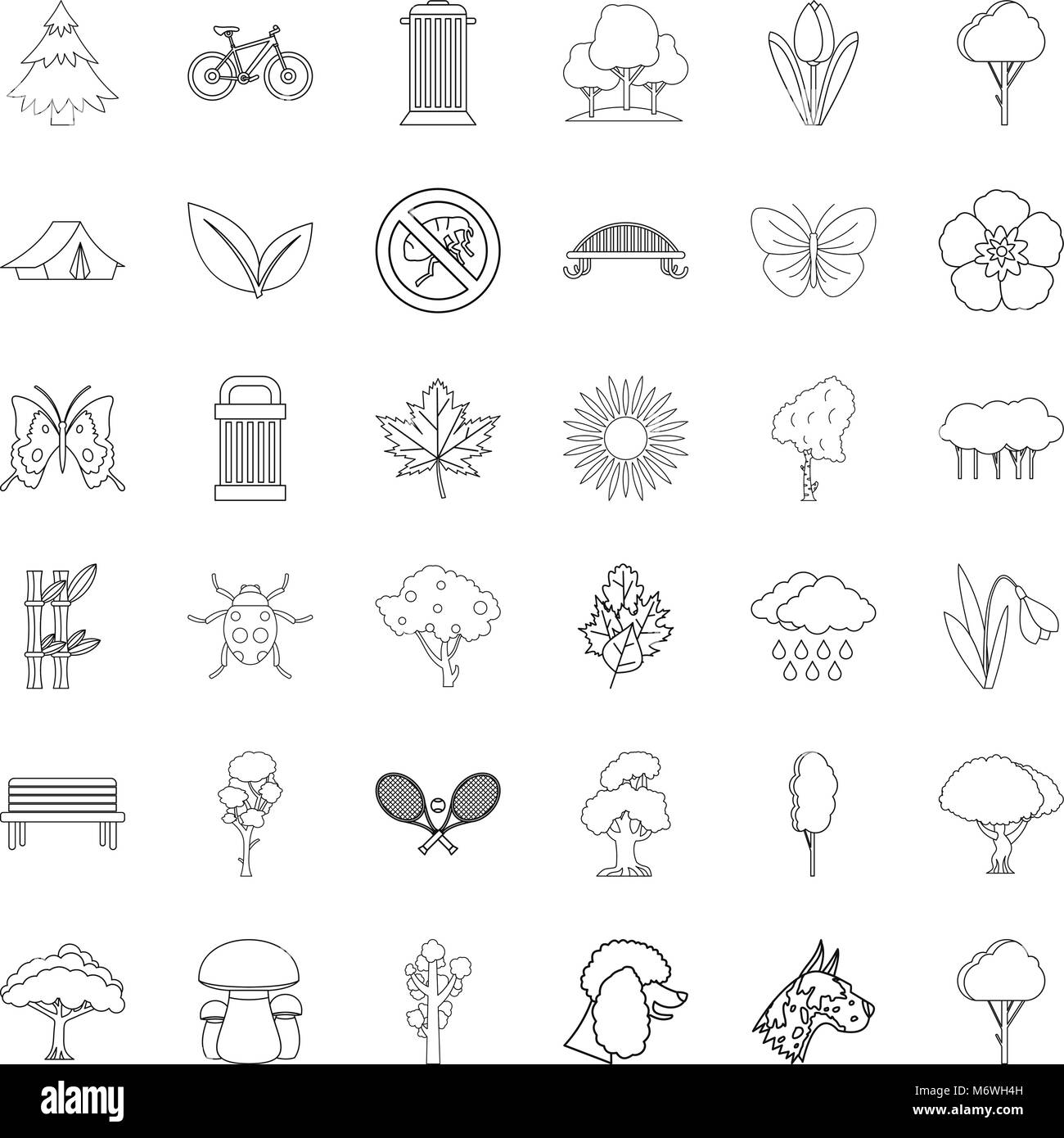 Green courtyard icons set, outline style Stock Vector Image & Art - Alamy