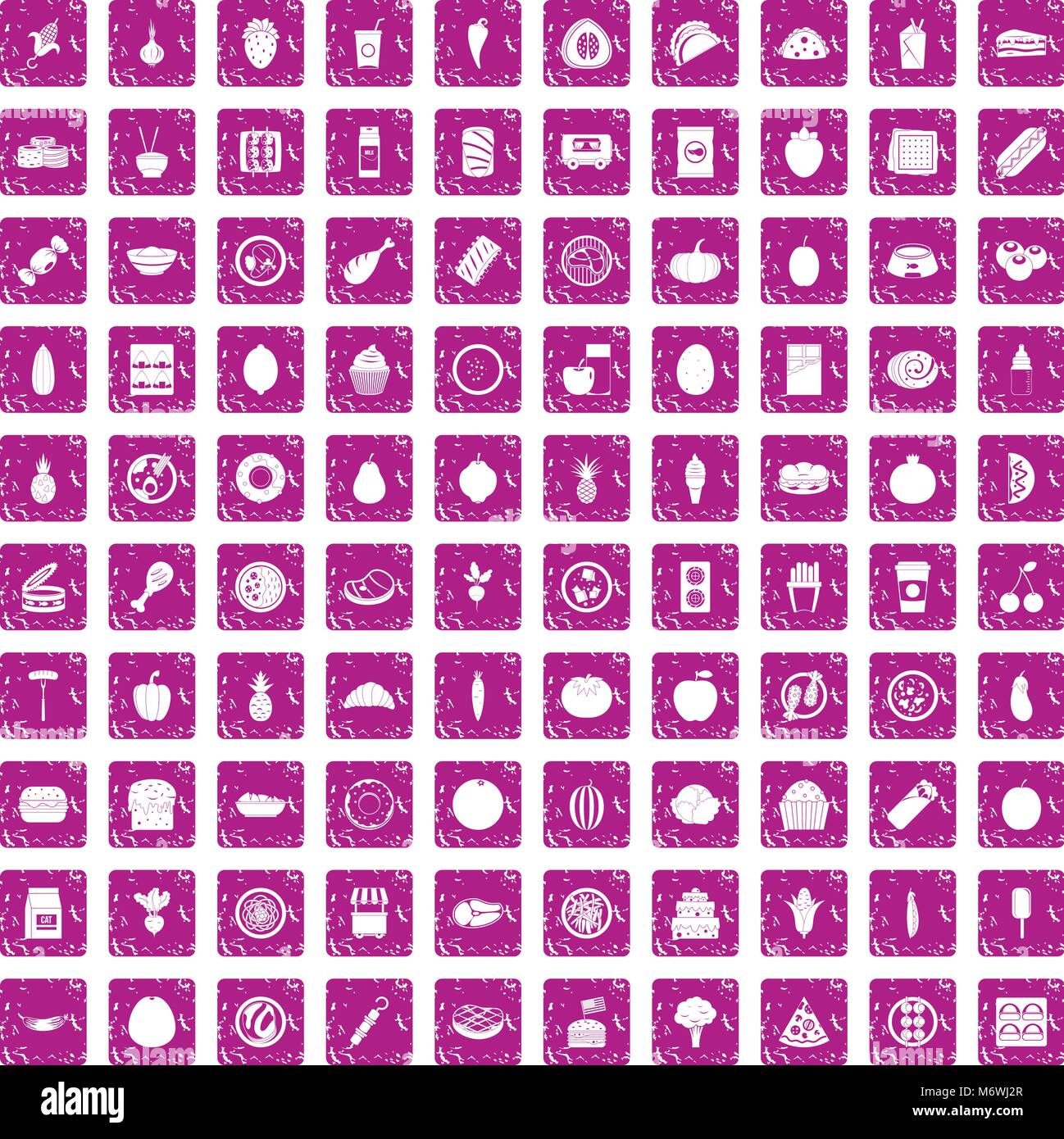 100 nutrition icons set grunge pink Stock Vector Image & Art - Alamy