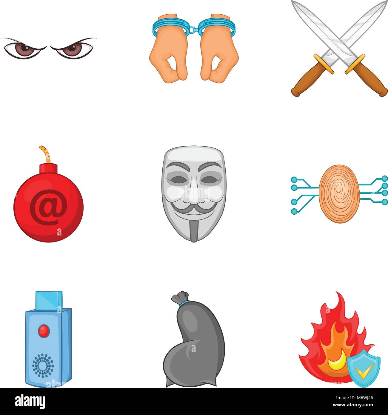 Criminal Conduct Icons Set Cartoon Style Stock Vector Image And Art Alamy