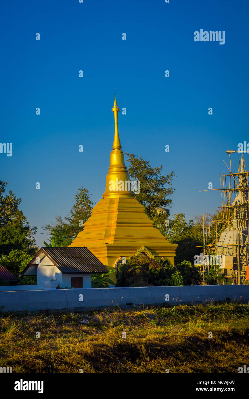 CHIANG RAI, THAILAND - FEBRUARY 01, 2018: Outdoor view of yellow dome ...