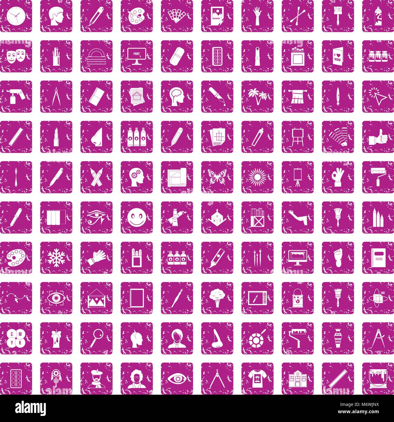 100 paint icons set grunge pink Stock Vector Image & Art - Alamy