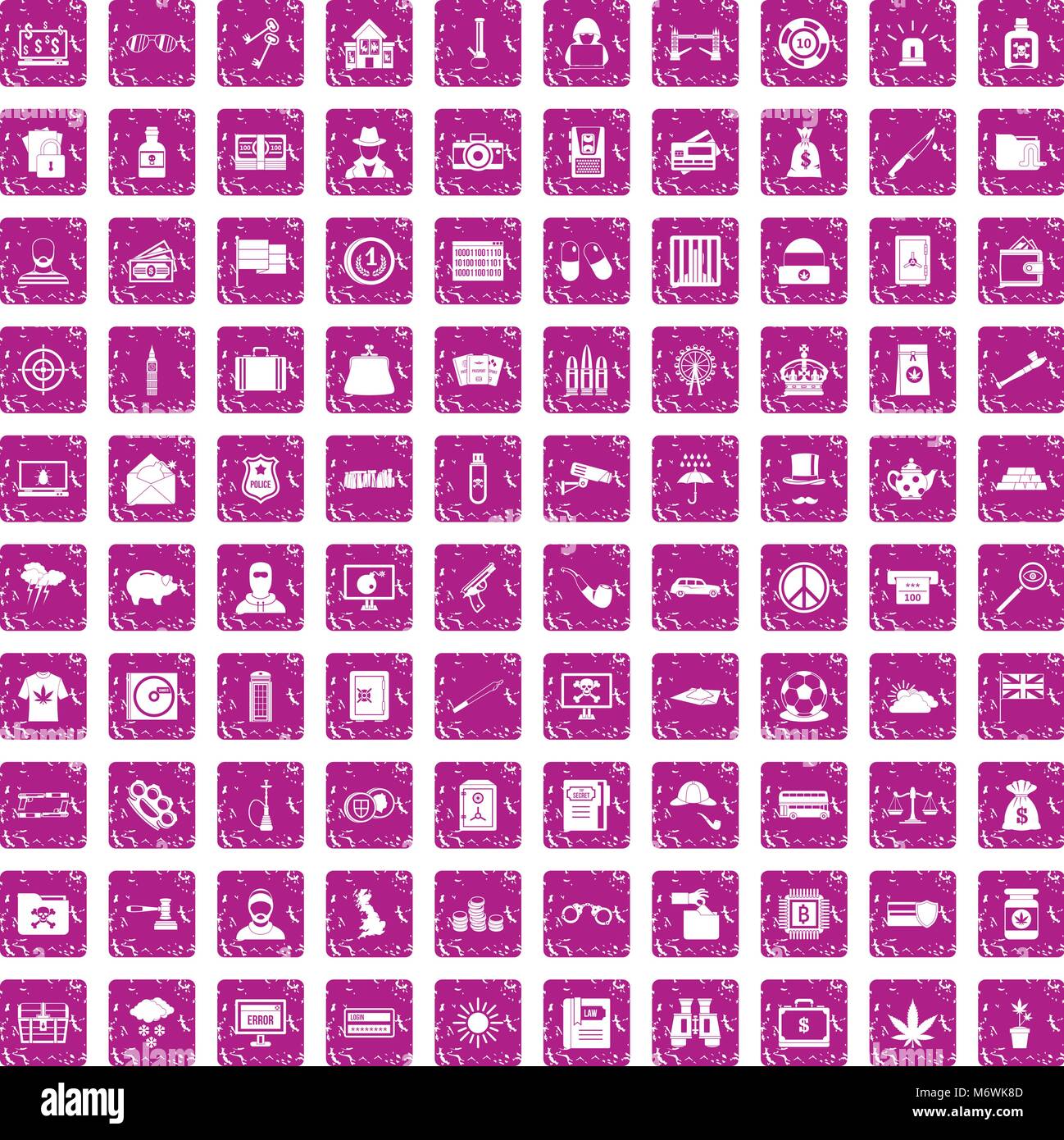 100 police icons set grunge pink Stock Vector Image & Art - Alamy