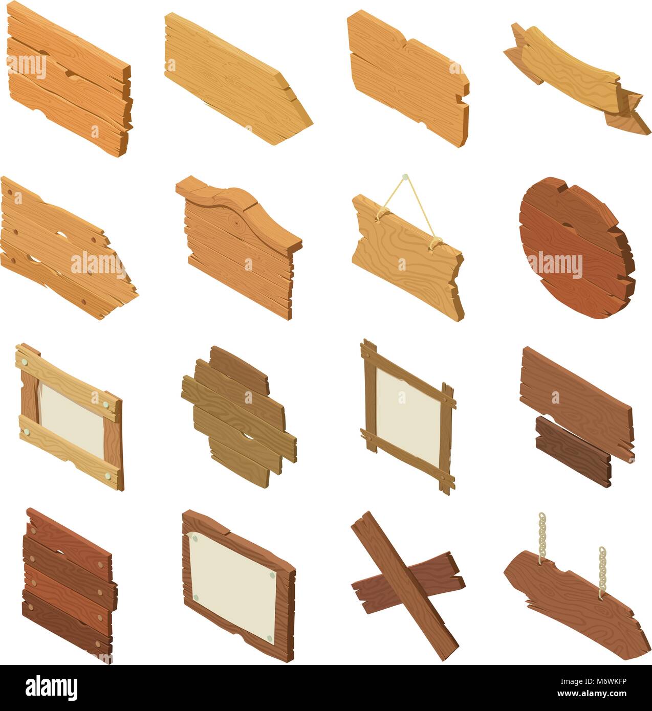 Signpost road wooden icons set, isometric style Stock Vector Image ...