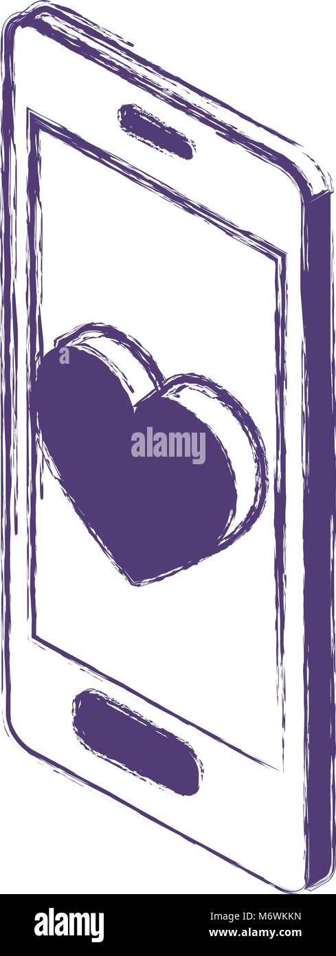 smartphone device with heart love Stock Vector Image & Art - Alamy
