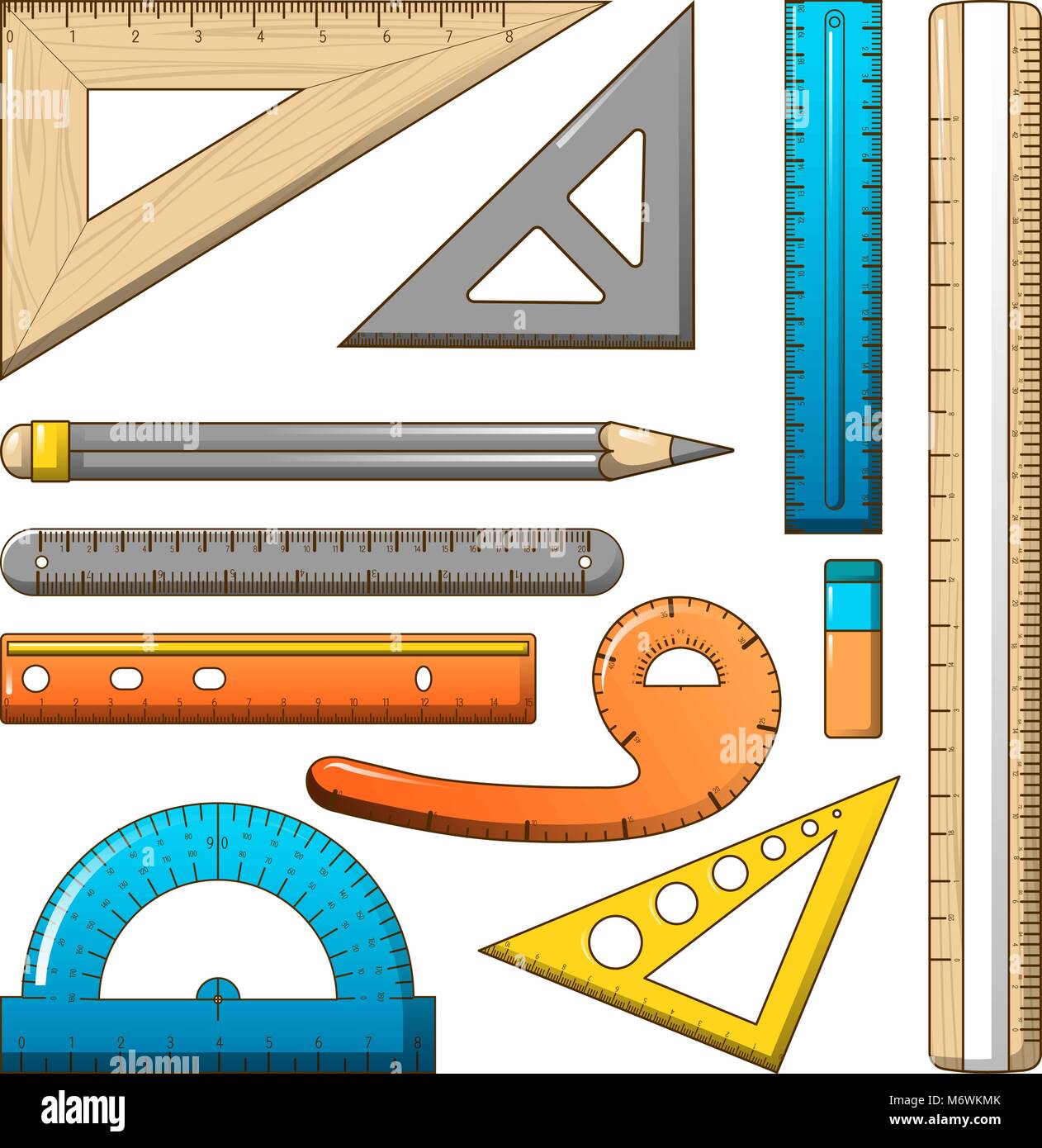 Ruler measure pencil icons set, cartoon style Stock Vector Image & Art ...