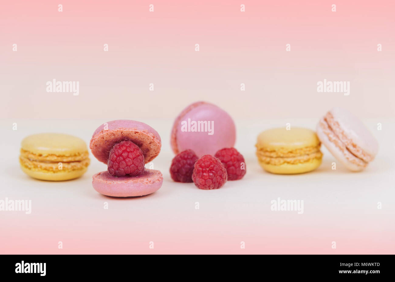 French macaroon cake macaroons as a shell with raspberry pearl Stock ...