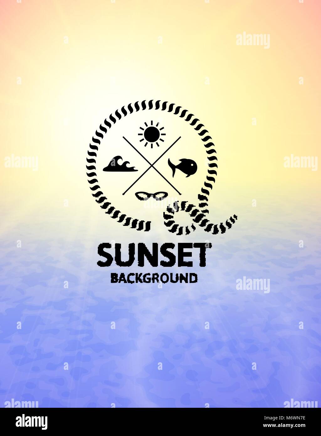 Beautiful blue seascape sunset Stock Vector Images - Alamy