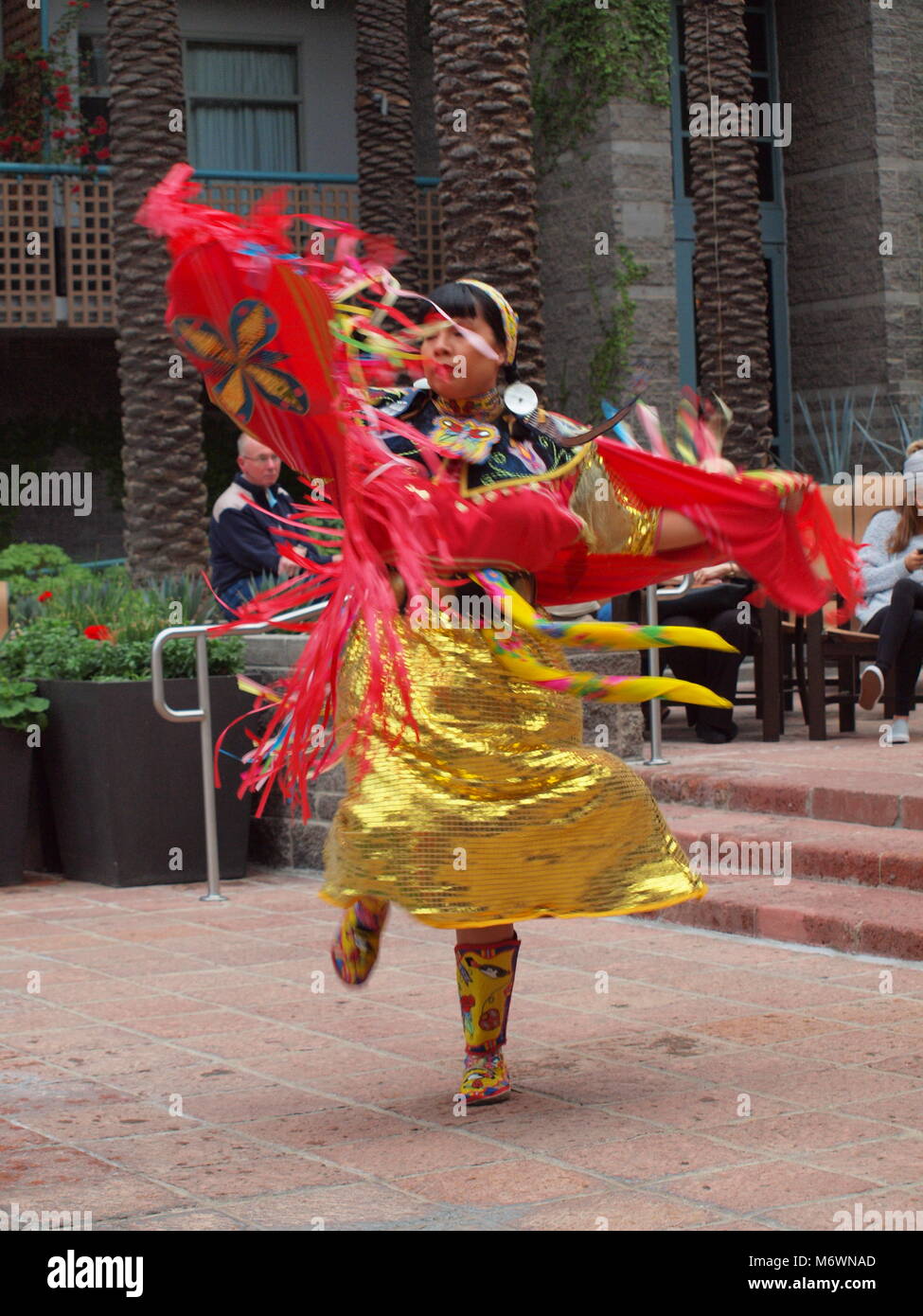 Traditional Native American dancer performing exhibition dance Stock ...