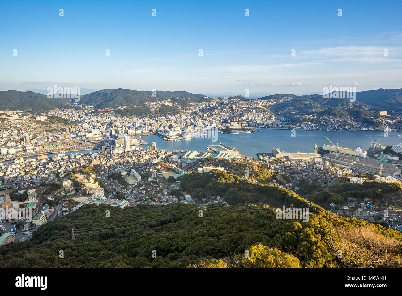 Nagasaki city skyline view from Inasa Mount in Nagasaki, Japan Stock ...