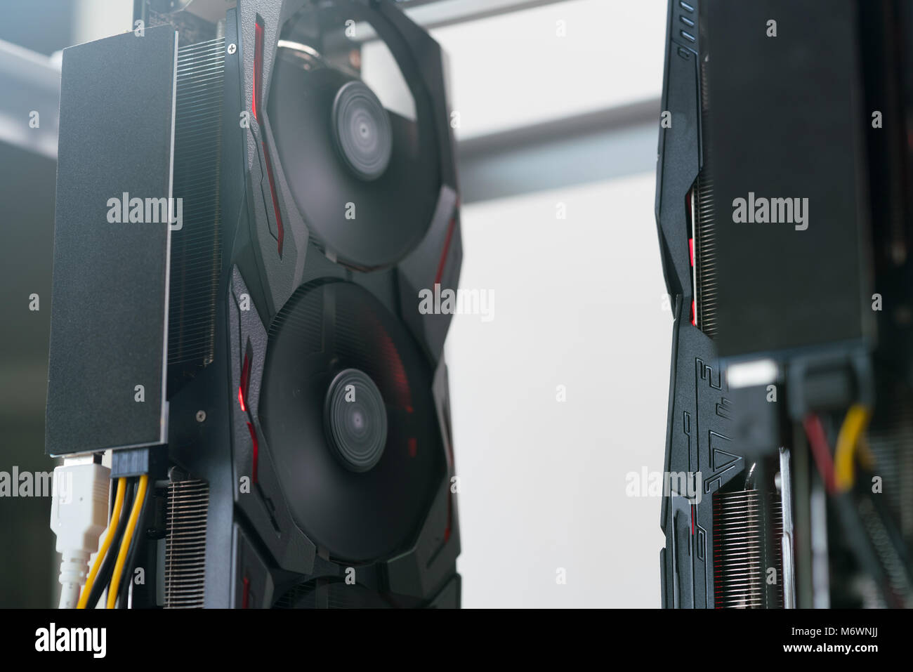 graphic cards of the rack for mining crypto currency Stock Photo - Alamy