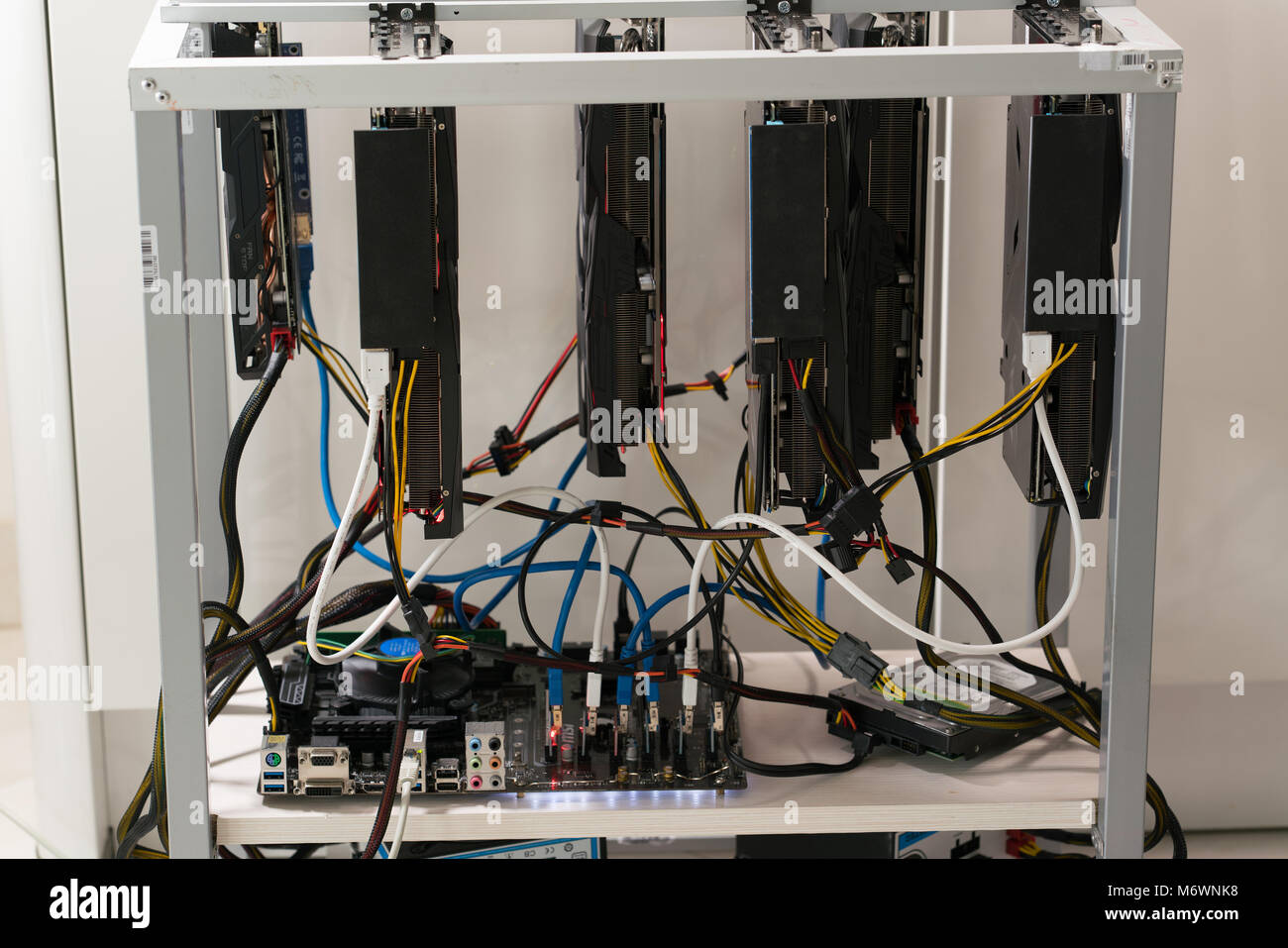 open rack for cryptocurrency mining includes graphics cards ...