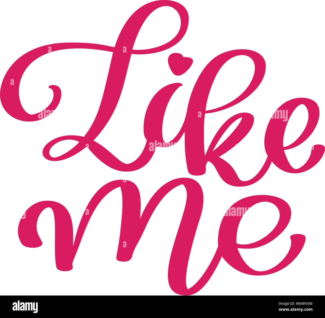 Like me Hand drawn lettering with heart for social media, blog, vlog ...